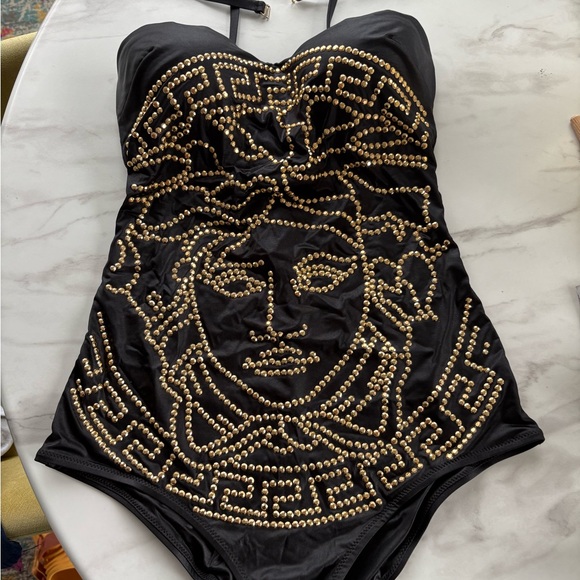 Versace | Swim | Versace Black Swimwear With Gold Accents | Poshmark